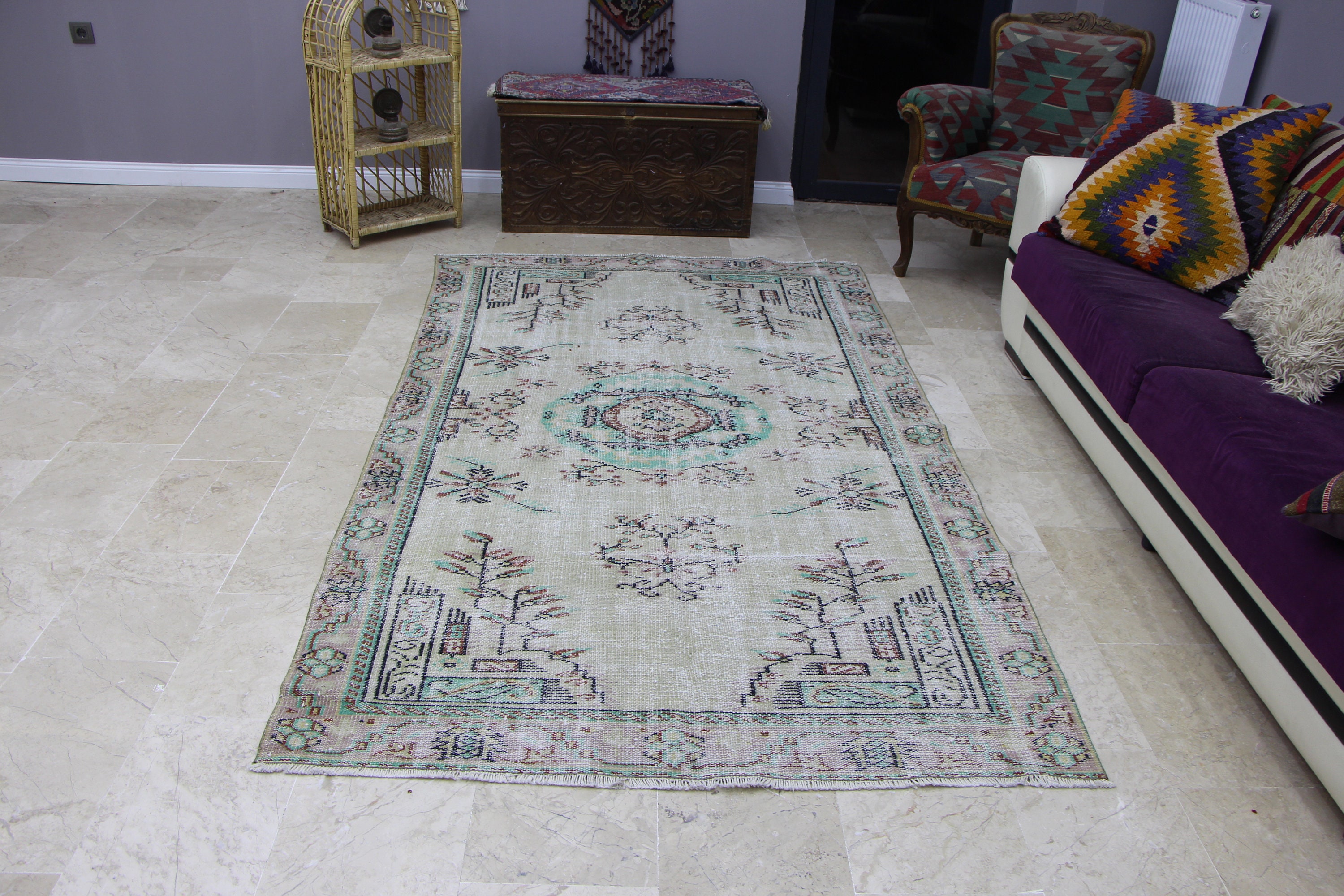 Green Area Rug Large Vintage Rug Bohemian Rug Free Shipping - Etsy UK