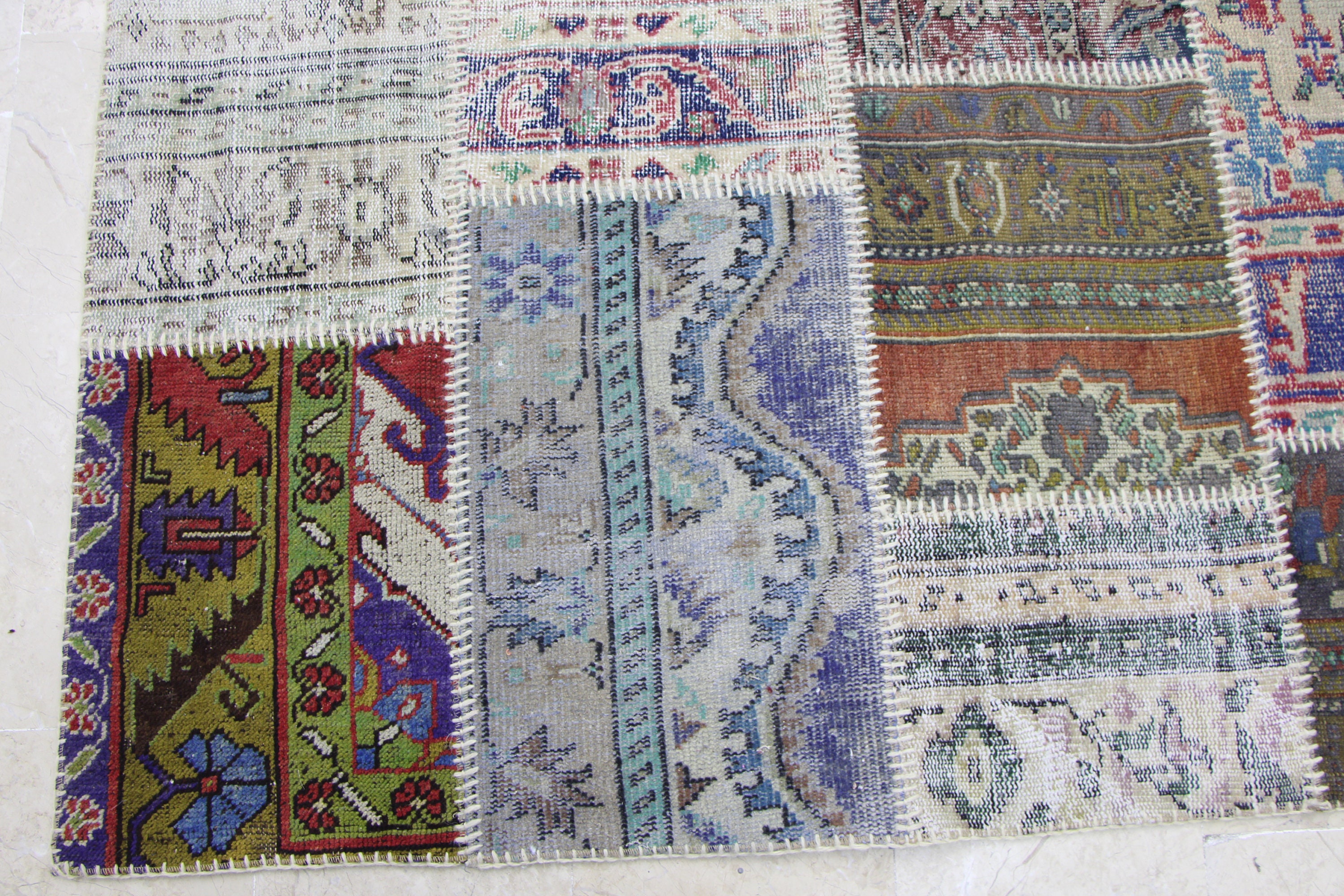 Turkish colorful rug Vintage oversize rug Patchwork wool | Etsy