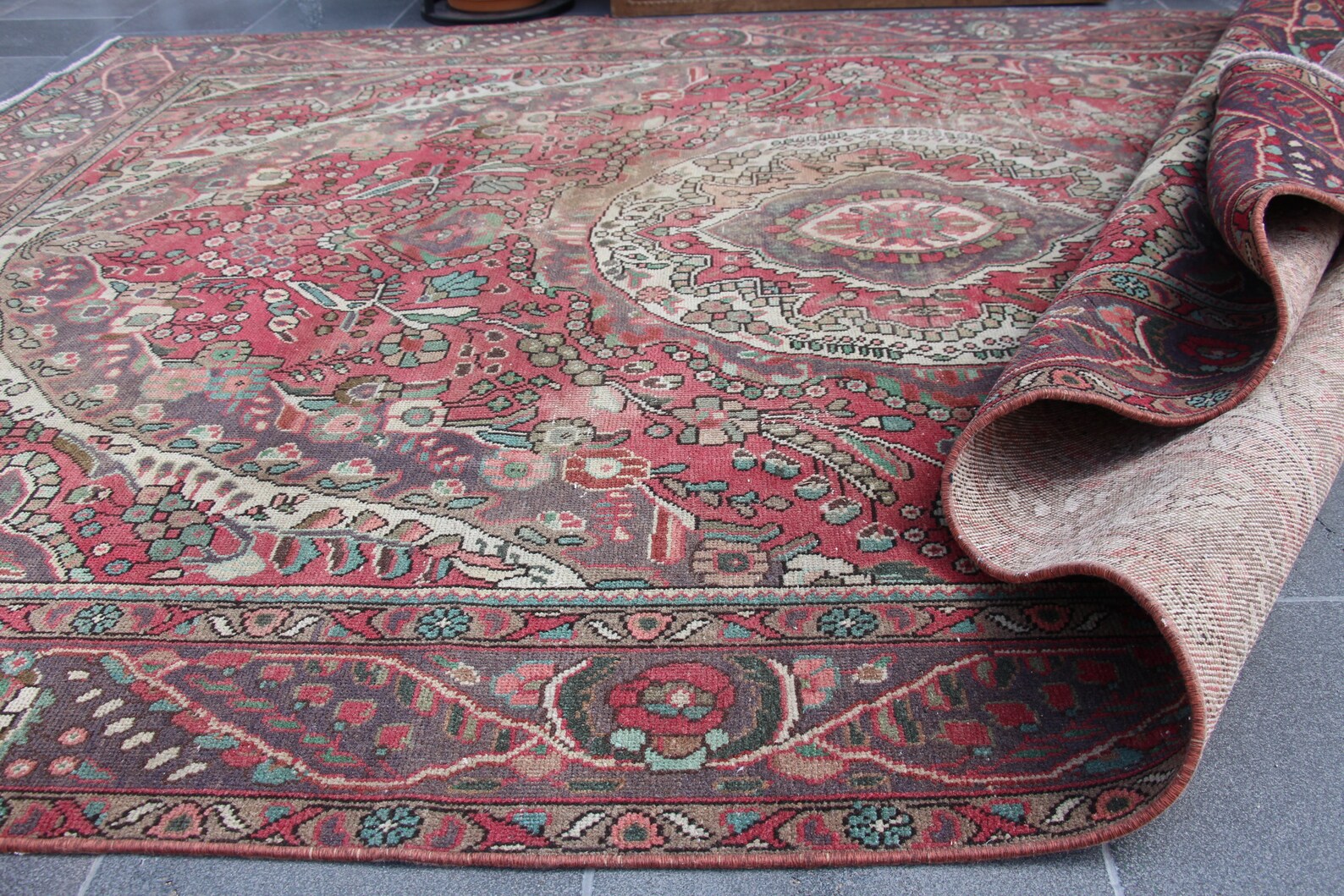 Vintage Red Area Rug Rustic Kitchen Decor Turkish Handmade - Etsy