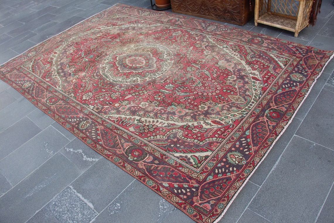 Vintage Red Area Rug Rustic Kitchen Decor Turkish Handmade - Etsy