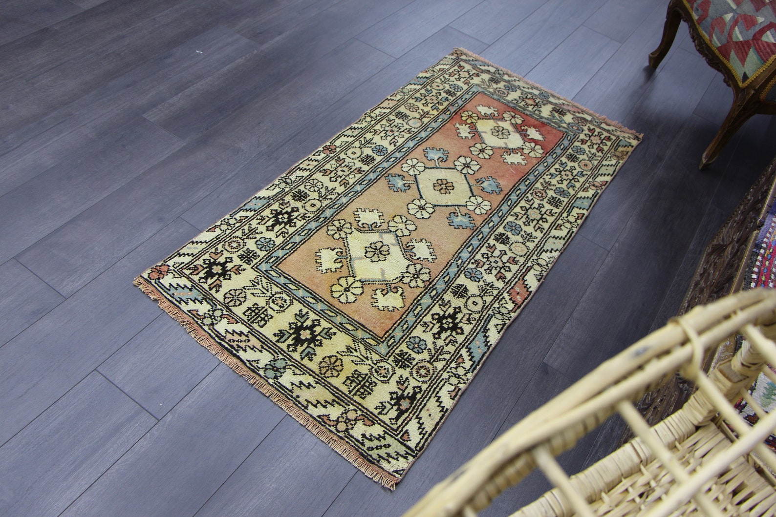 Turkish area rug Vintage rug Handmade rug Faded orange rug | Etsy