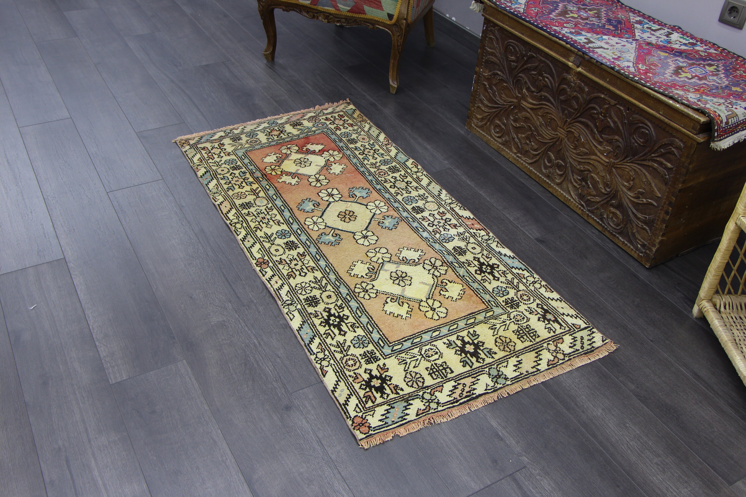 Turkish area rug Vintage rug Handmade rug Faded orange rug | Etsy