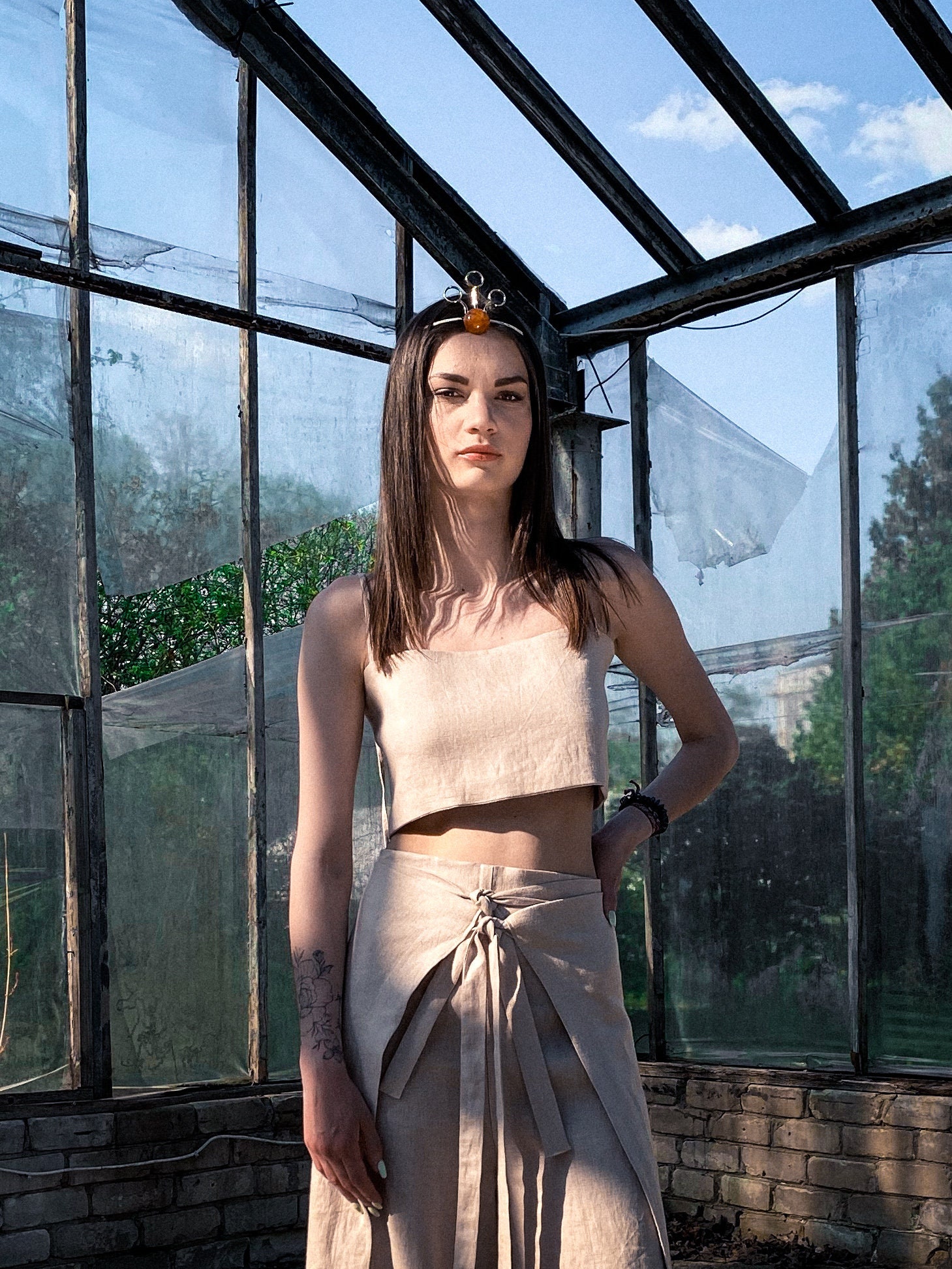 Linen Beige Crop Top LIGHT With Straps / Natural Linen - Etsy