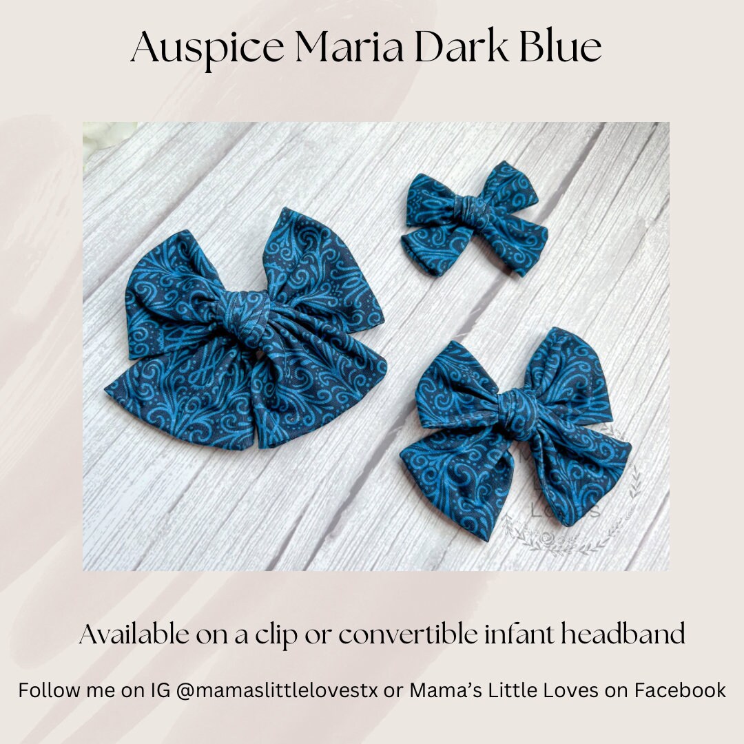 Auspice Maria Dark Blue Catholic Bow Gift Clip Nylon Infant Headband ...
