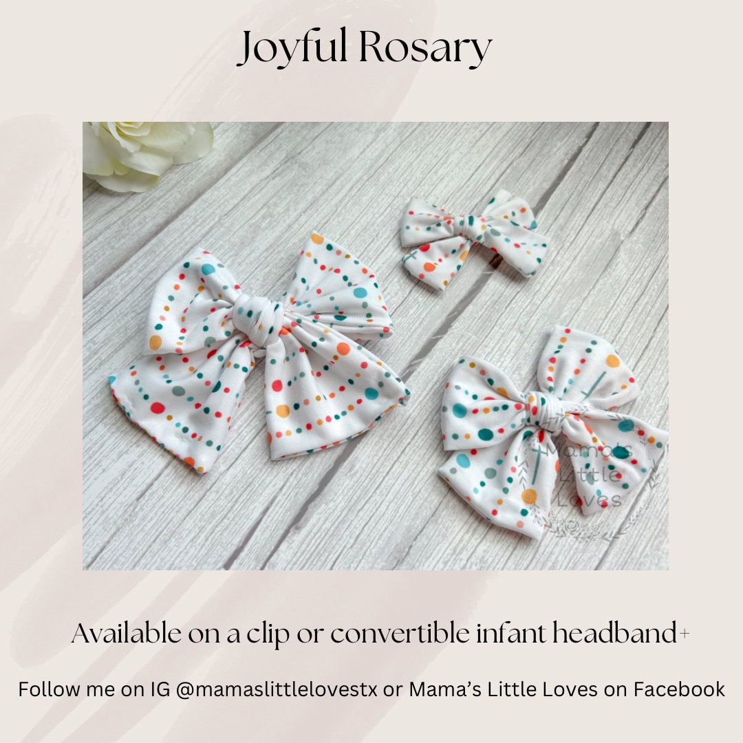 Joyful Rosary - Bright - Colorful- Catholic- Bow - Gift - Clip - Nylon ...