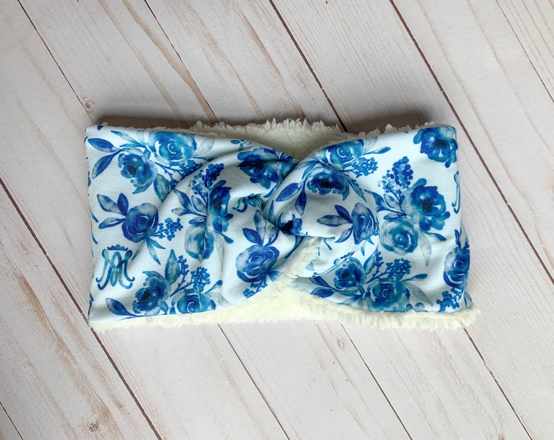 Auspice Maria - Blue Rose Watercolor - Sherpa Fleece Lined Headbands ...