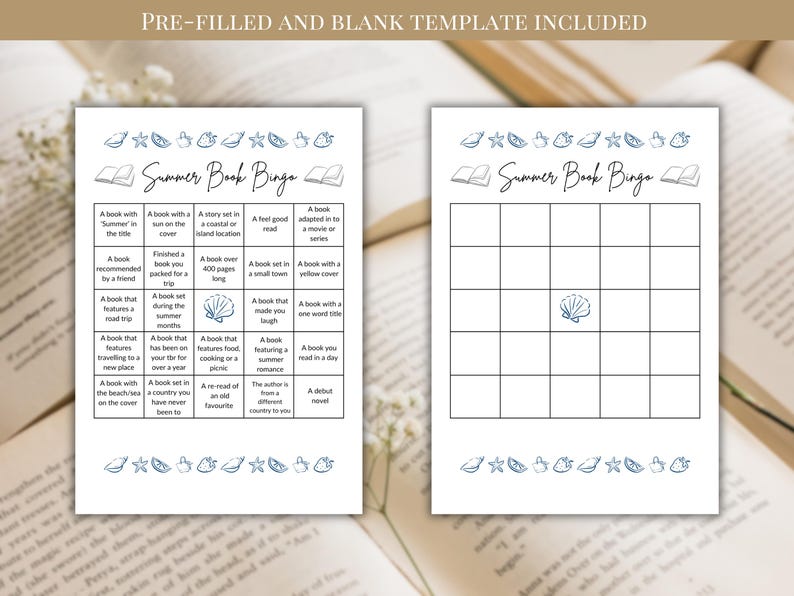 Summer Book Bingo: Printable Reading Challenge (PDF Download A4/A5/US ...