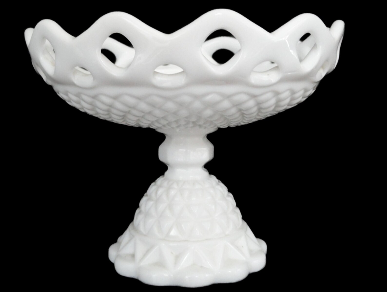 Imperial Glass White Milk Glass Open Lace Pedestal Dish - Etsy