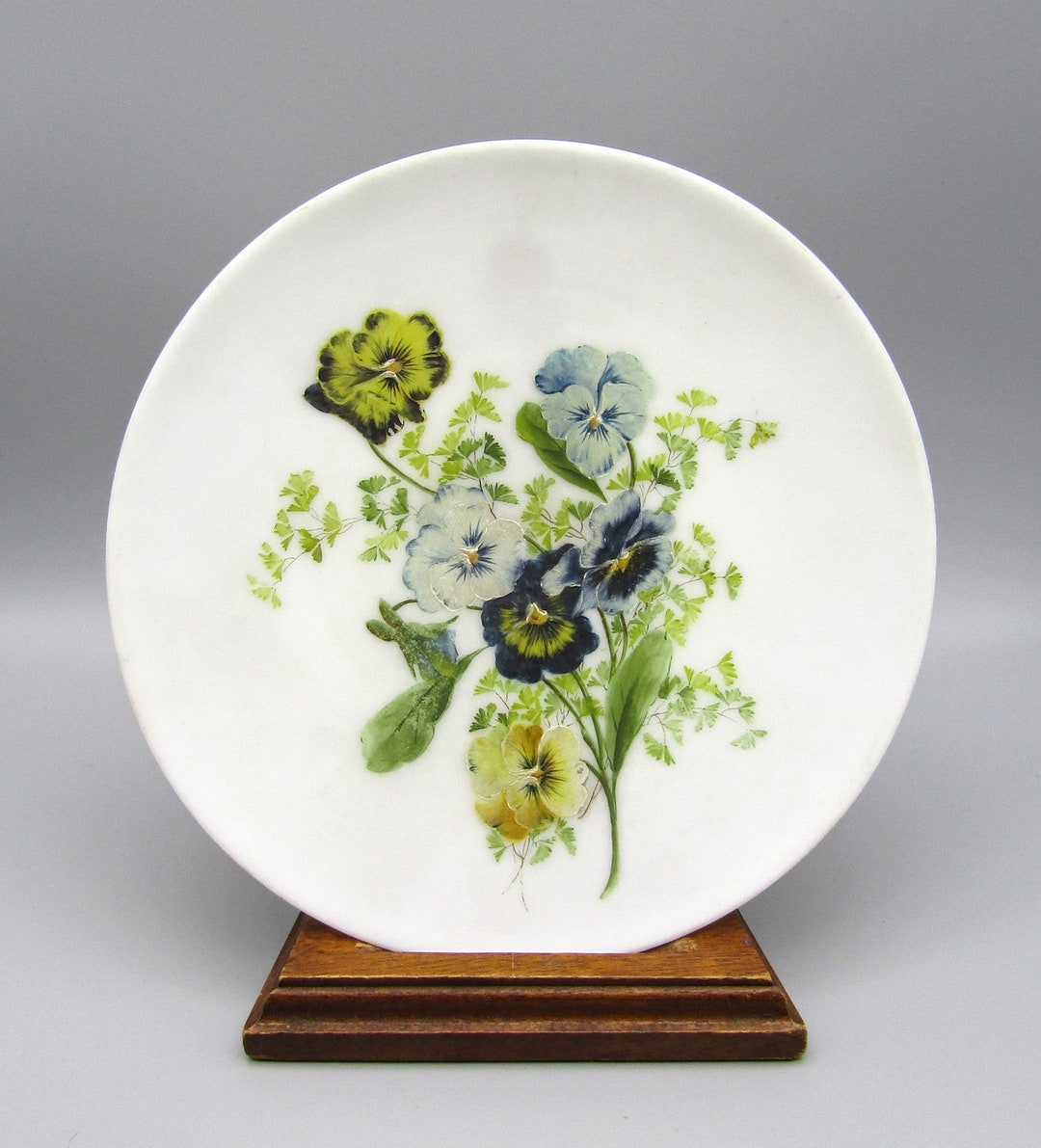 Antique Satin Glass Plate Floral Design Hand Painted Pontil Mark - Etsy