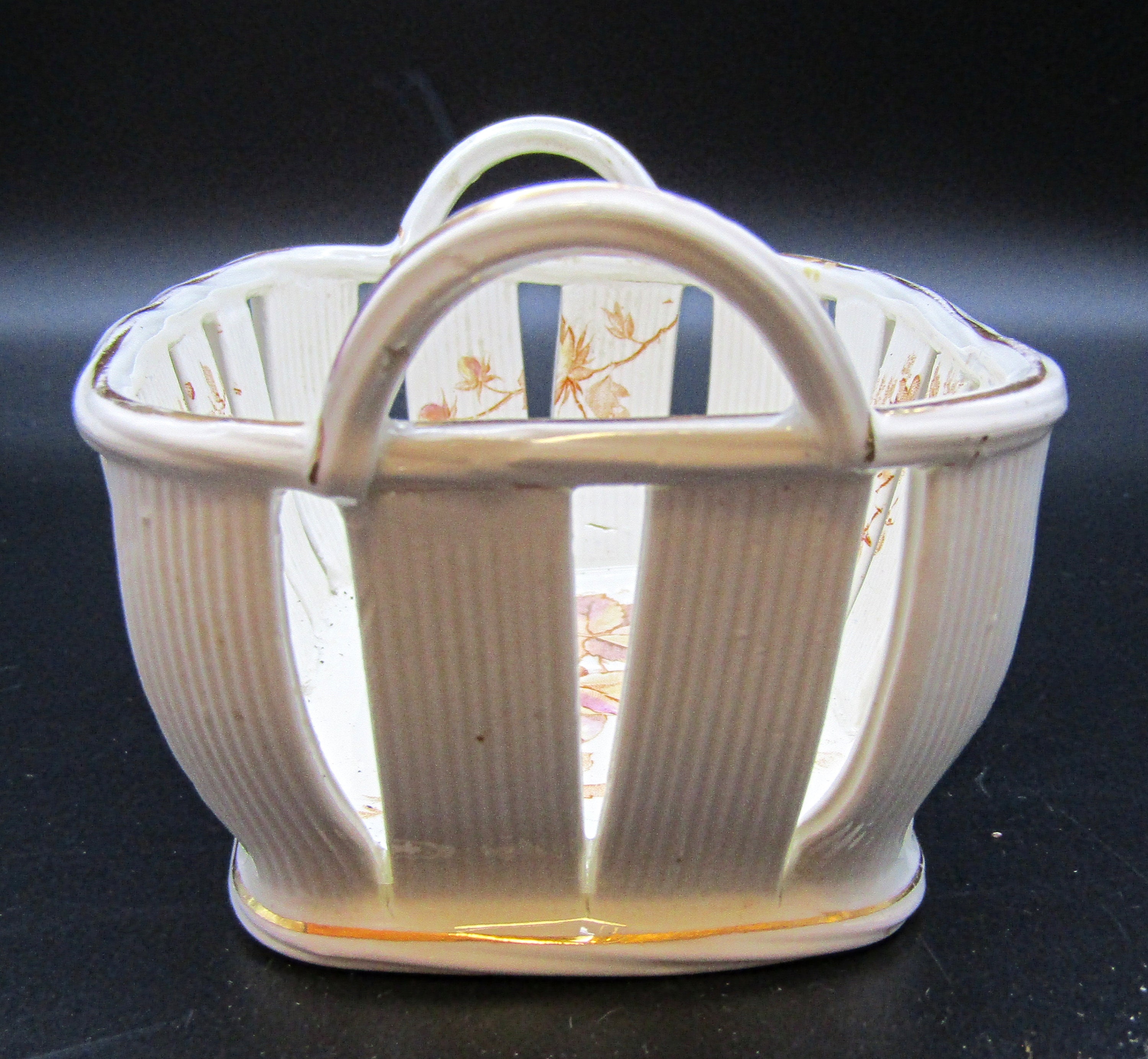 Porcelain Open Basket Twisted Porcelain Rims Gold Gilt Floral - Etsy