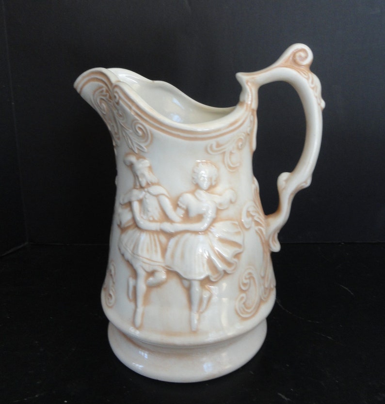Porcelain Pitcher Dancing Couple Vintage Marked Bea 1965 - Hand Made - Etsy