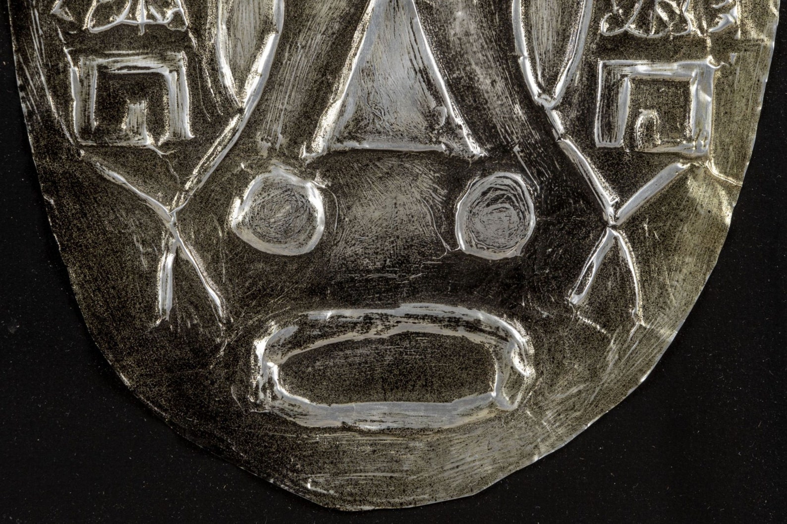 Metal Mask Art With Tribal Symbols Framed Under Glass - Etsy