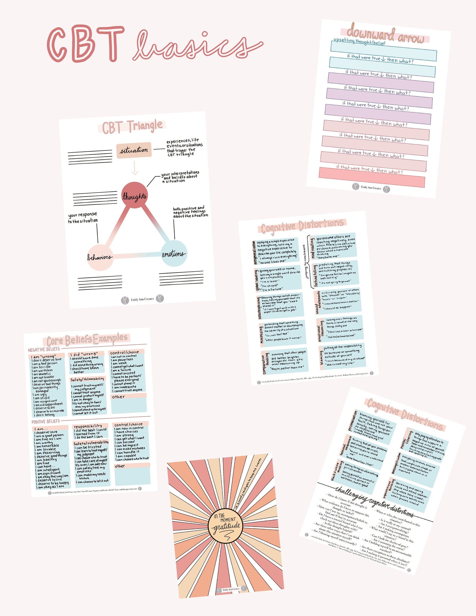 CBT Basics Worksheets - Cognitive Behavioral Therapy - Etsy