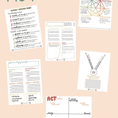 Acceptance and Commitment Therapy ACT Worksheet Bundle - Etsy