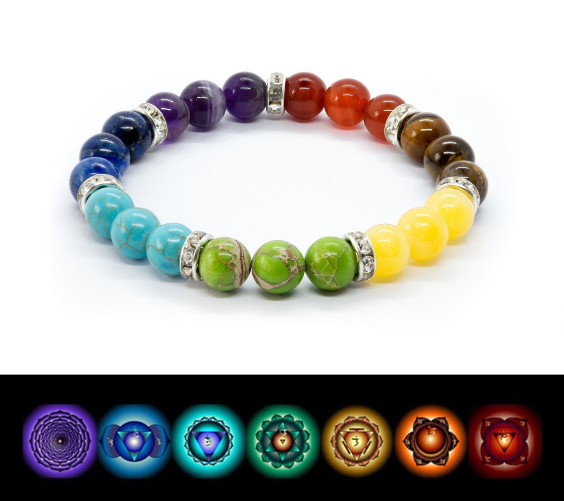 7 Chakra Bracelet. Crystal Healing Beads Jewellery. Natural Reiki Gift ...