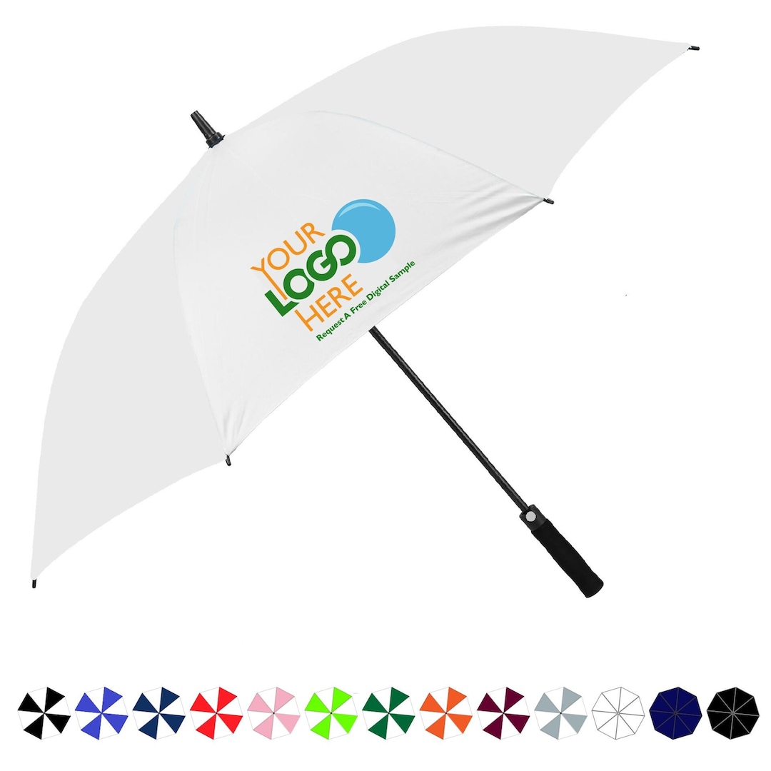 Customised Golf Umbrellas in White Printed With Your Business Logo or ...