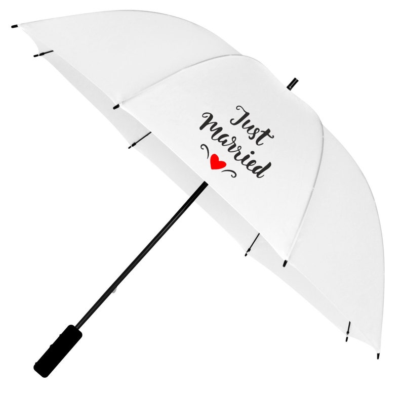 Just Married Wedding Umbrella in White - Large Size Big Enough for ...