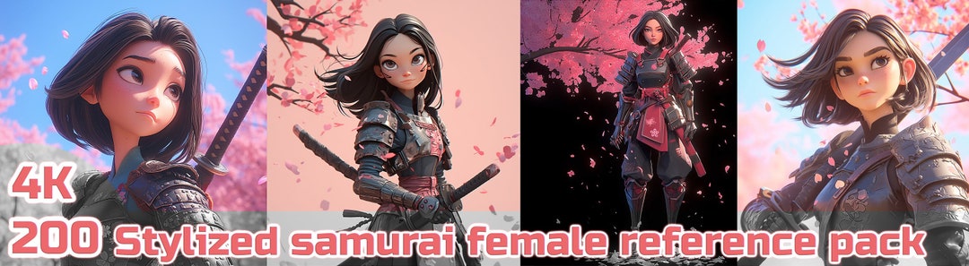 200 4K Stylized Female Samurai Reference Pack V.1 - Etsy