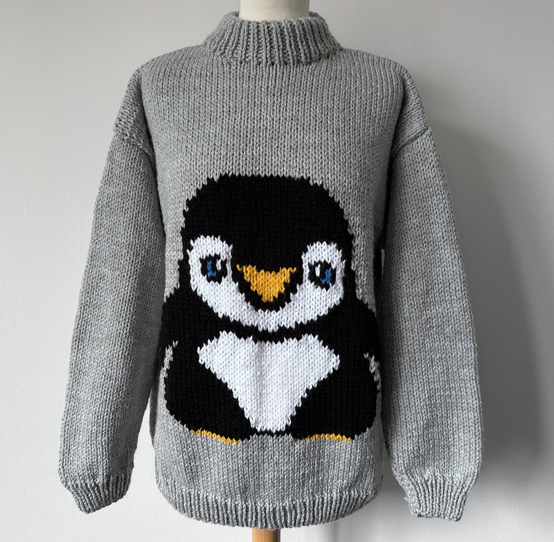 Hand Knitted Christmas Penguin Jumper by Bexknitwear - Etsy