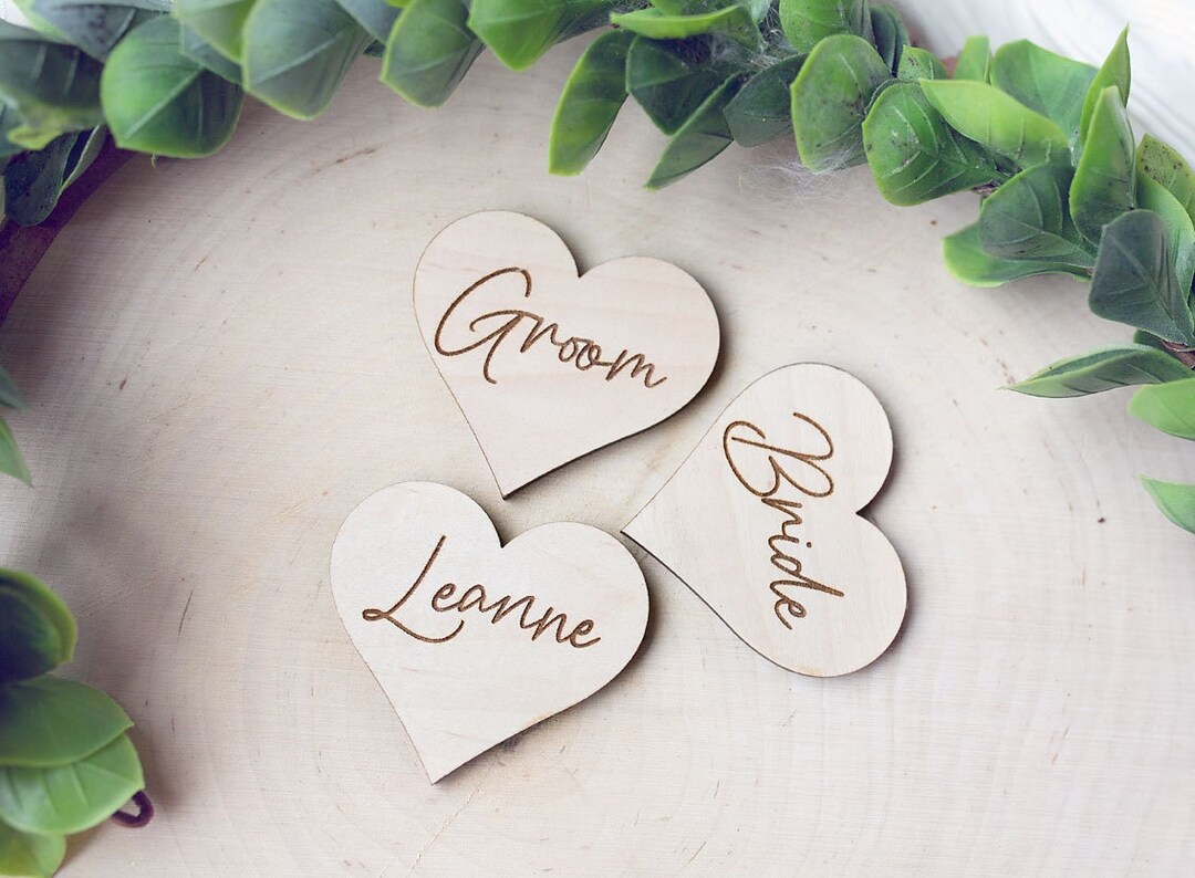 Personalised Wedding Place Names, Wooden Heart Place Setting, Wood ...