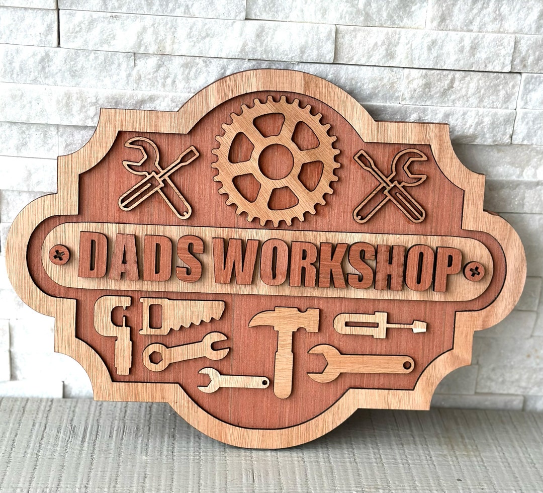 Personalised Dad Workshop Sign Grandad Wooden Wall Plaque - Etsy