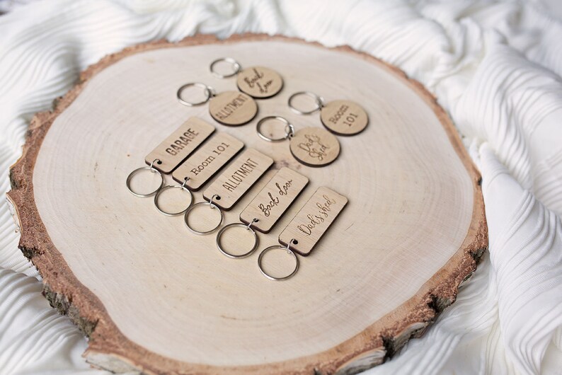 Personalized Wood Key Ring: Rustic Engraved Beech Key Fob - Etsy UK