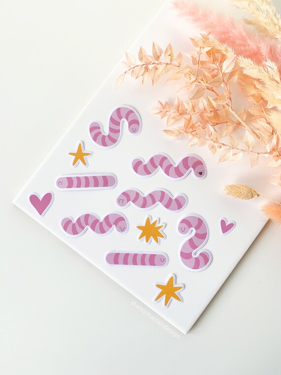 Worm Sticker Pack Planner Stickers Bullet Journal Stickers | Etsy
