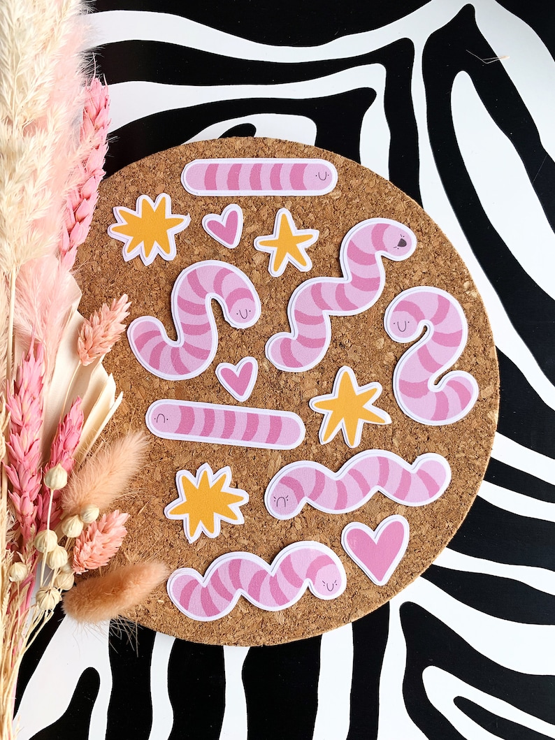 Worm Sticker Pack Planner Stickers Bullet Journal Stickers - Etsy