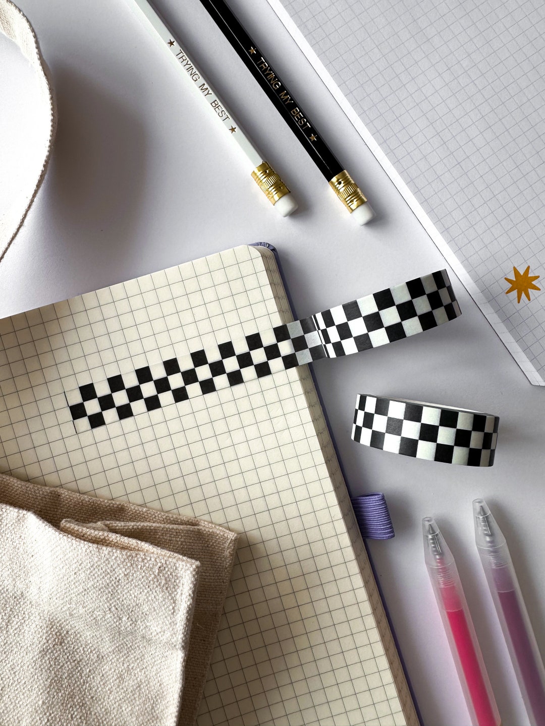 Checkerboard Washi Tape, Paper Tape, Bullet Journal, Journal Washi Tape ...