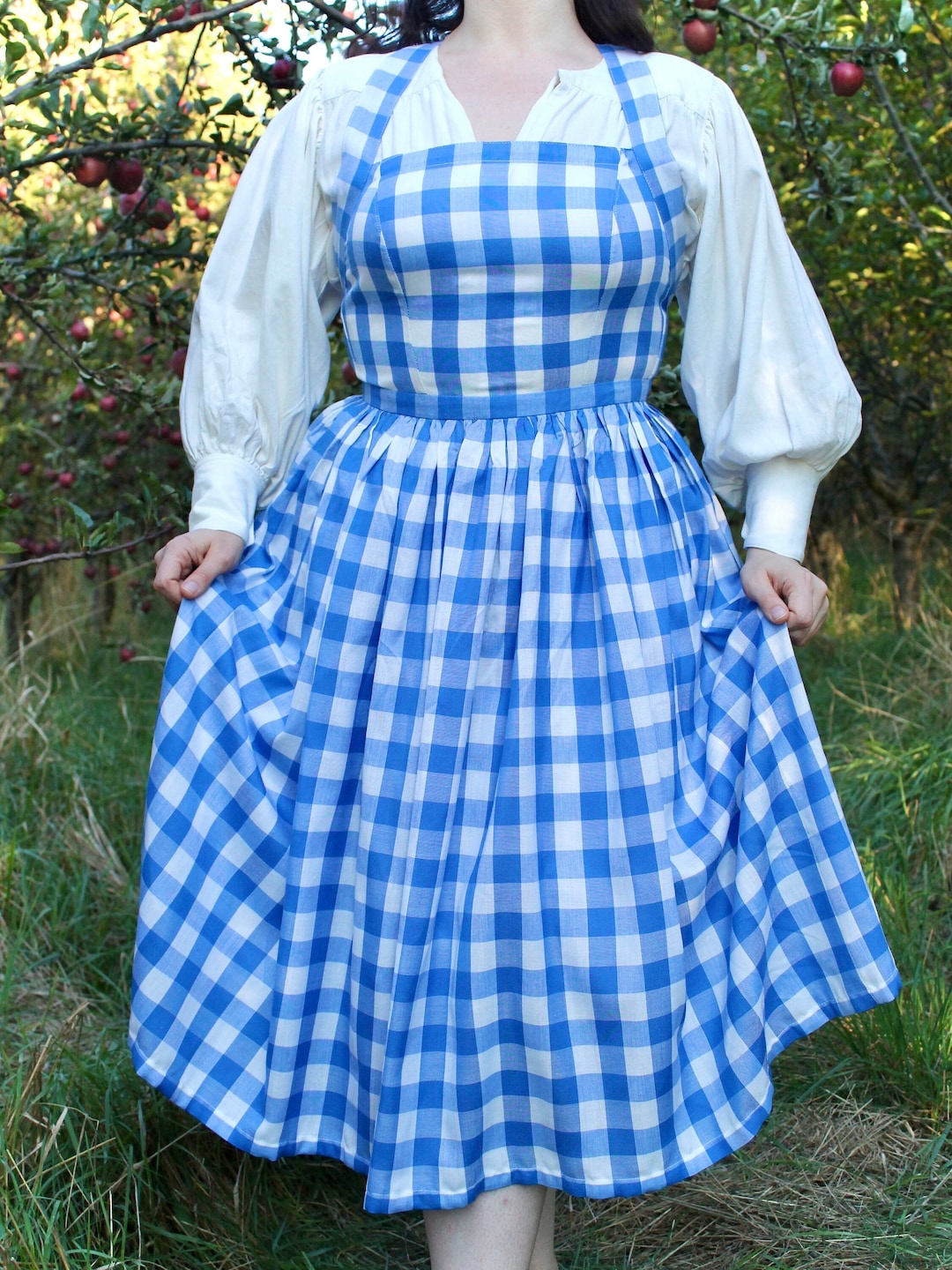 Vintage 1950s Inspired Pinafore Dress blueberry Pie Gingham Dress Plaid ...