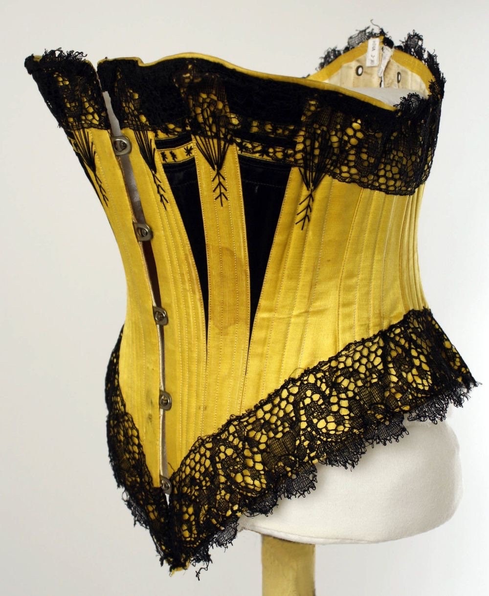 Victorian C.1885 Midbust Corset With Lace Decoration - Copy Victorian C.1885 Midbust Corset With Lace Decoration - Copy