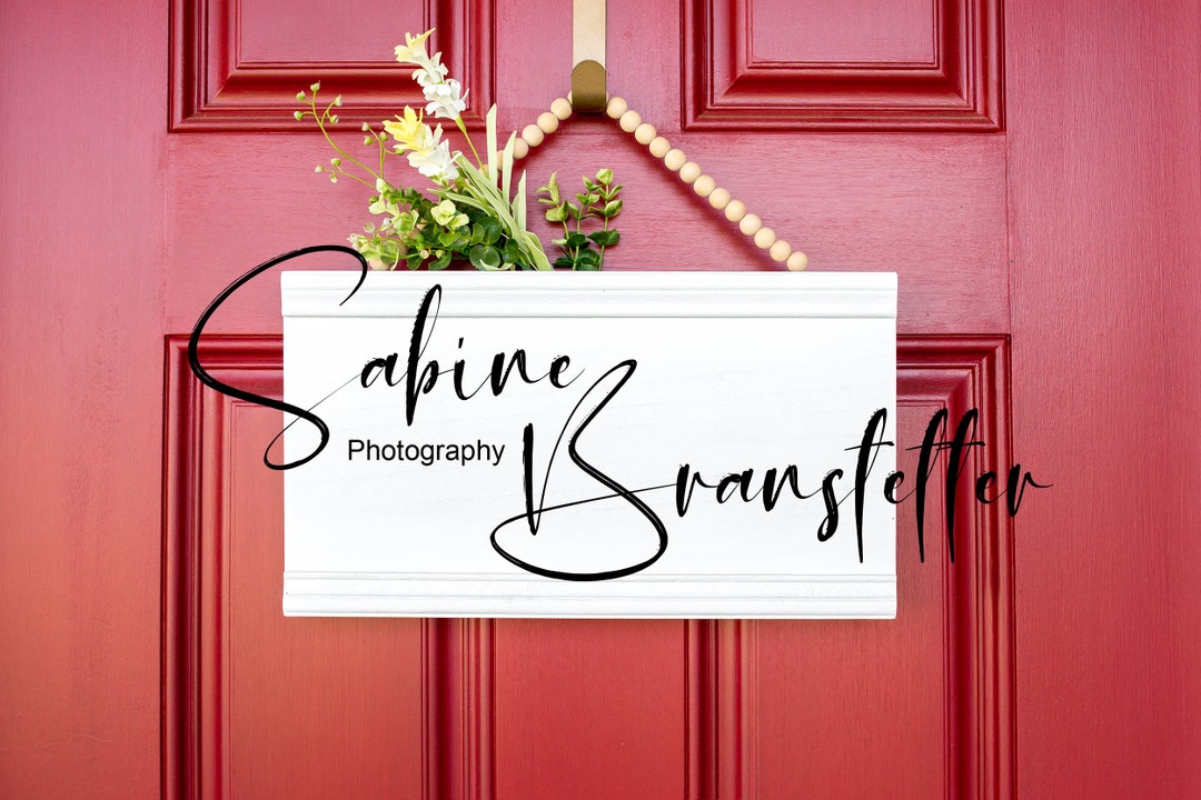 Rustic White Door Sign With Beads, Farmhouse Style Decor Mockup zora ...