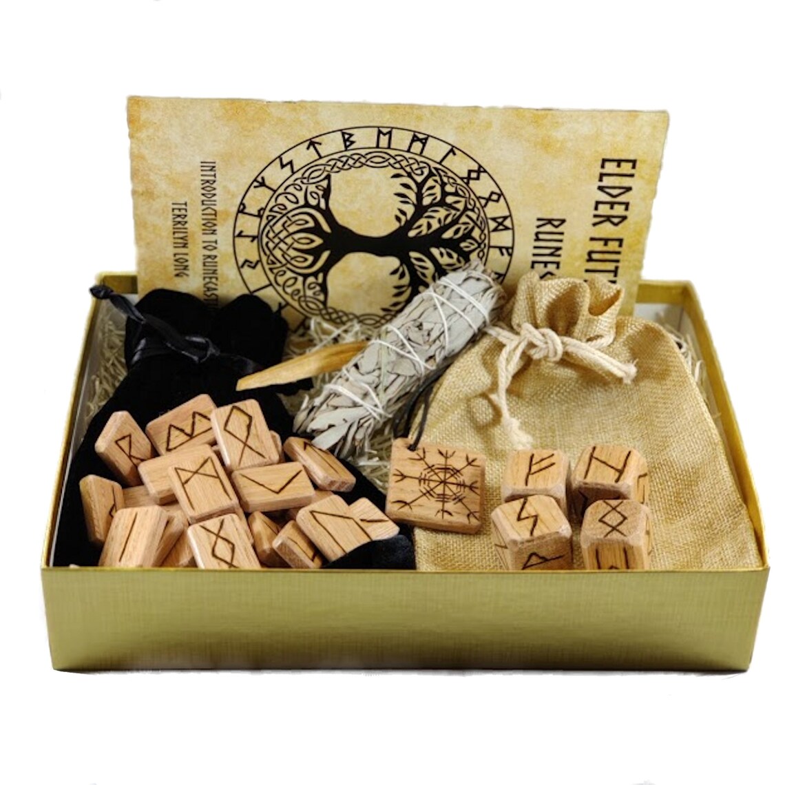 Wooden Runes Set with Matching Dice and Amulet Gift Box Combo | Etsy