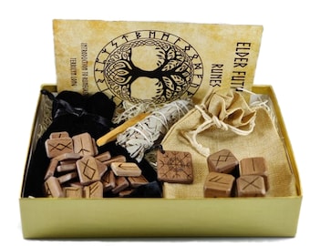 Mushroom Red Wood Rune Set Maple Norse Box Hand Painted - Etsy