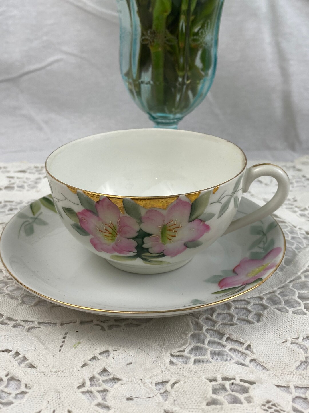 Noritake Morimura AZALEA Pattern Cup and Saucer 7 Oz Capacity C.1920 No ...