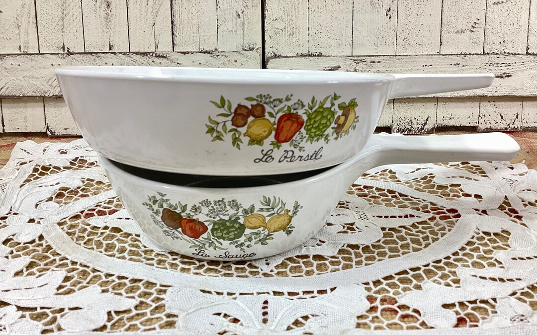 Corning Ware Spice of Life 1 & 1.5 Pint Menuette Pans, Pyrex Glass ...