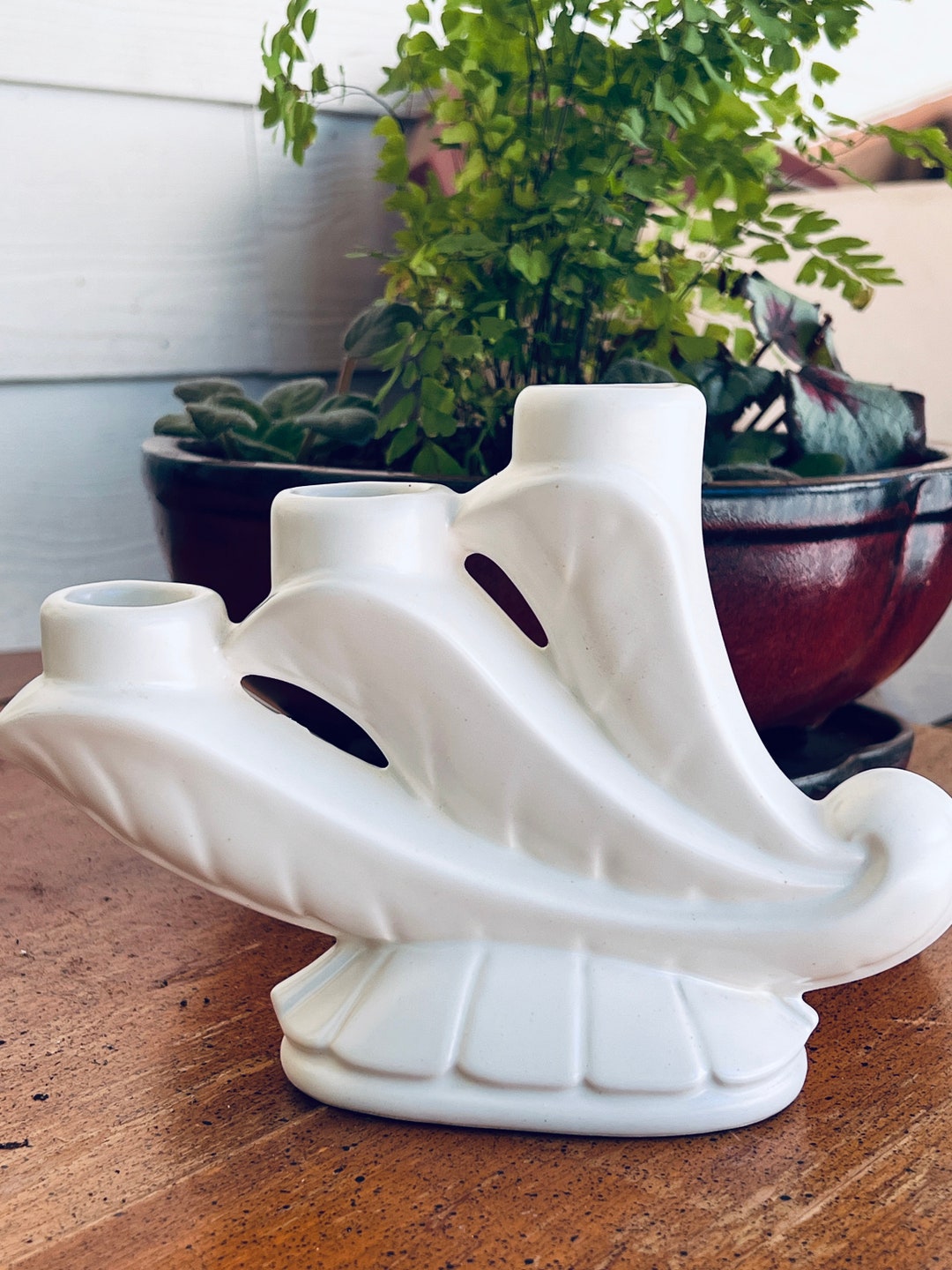 Bauer Pottery Cal-art Ray Murray Ivory Color Triple Candle Holder ...