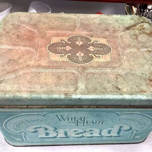 Vintage Tin Bread Box, Hinged Large Tin, Shabby Storage or Decorative ...