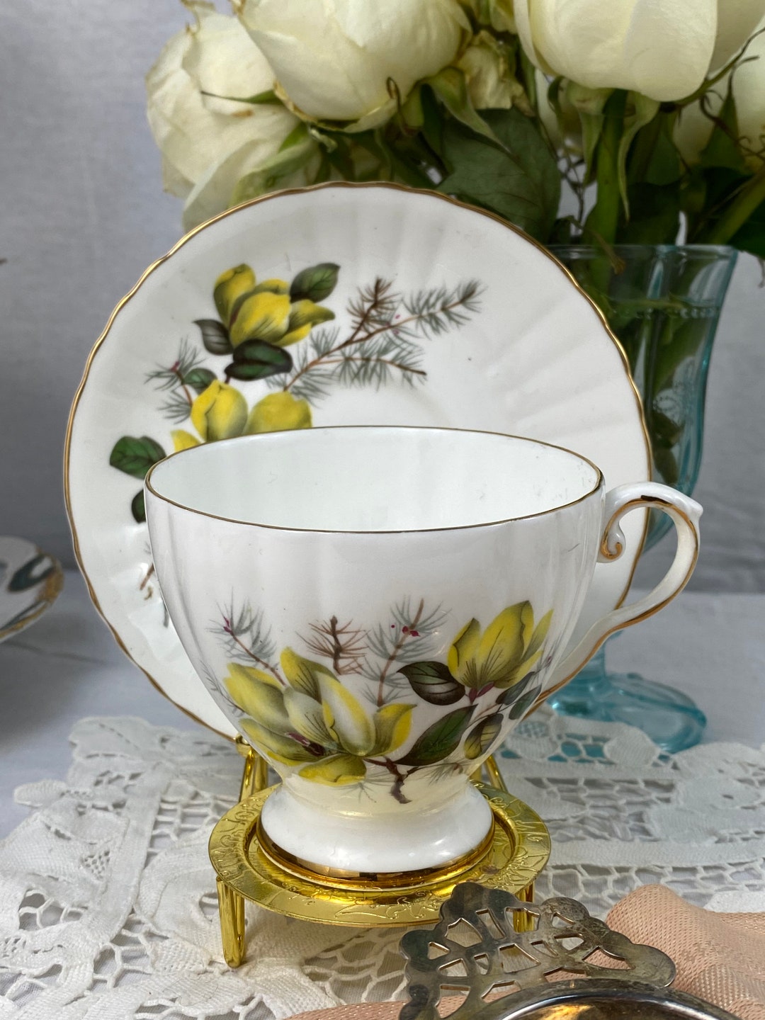 Vintage Royal Grafton Teacup: Magnolia Blossom Fine Bone China - Etsy
