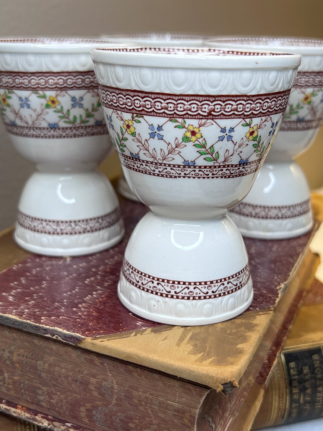 Spode English Ironstone Egg Cups in the Cynthia Centurion Pattern ...