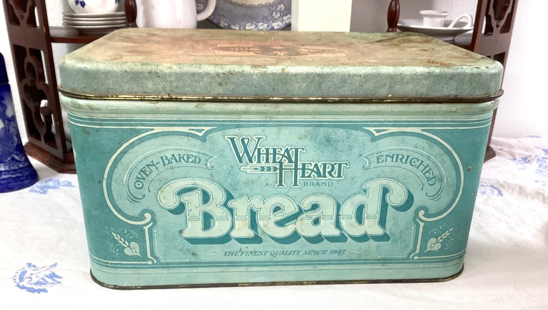 Vintage Tin Bread Box, Hinged Large Tin, Shabby Storage or Decorative ...