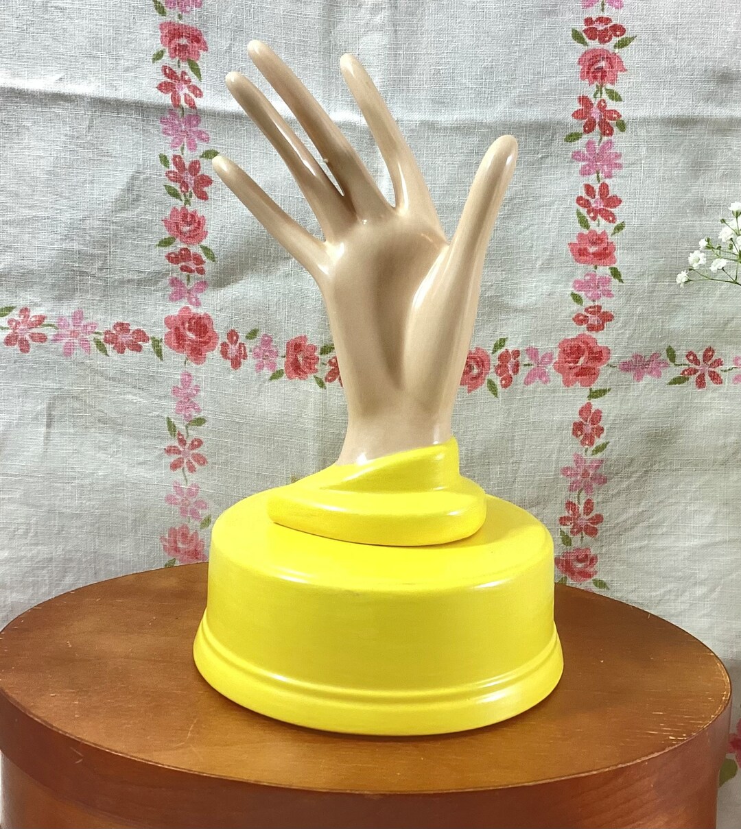 Ceramic Hand Sculpture on a Yellow Base, Mid Century Decor, Boudoir ...