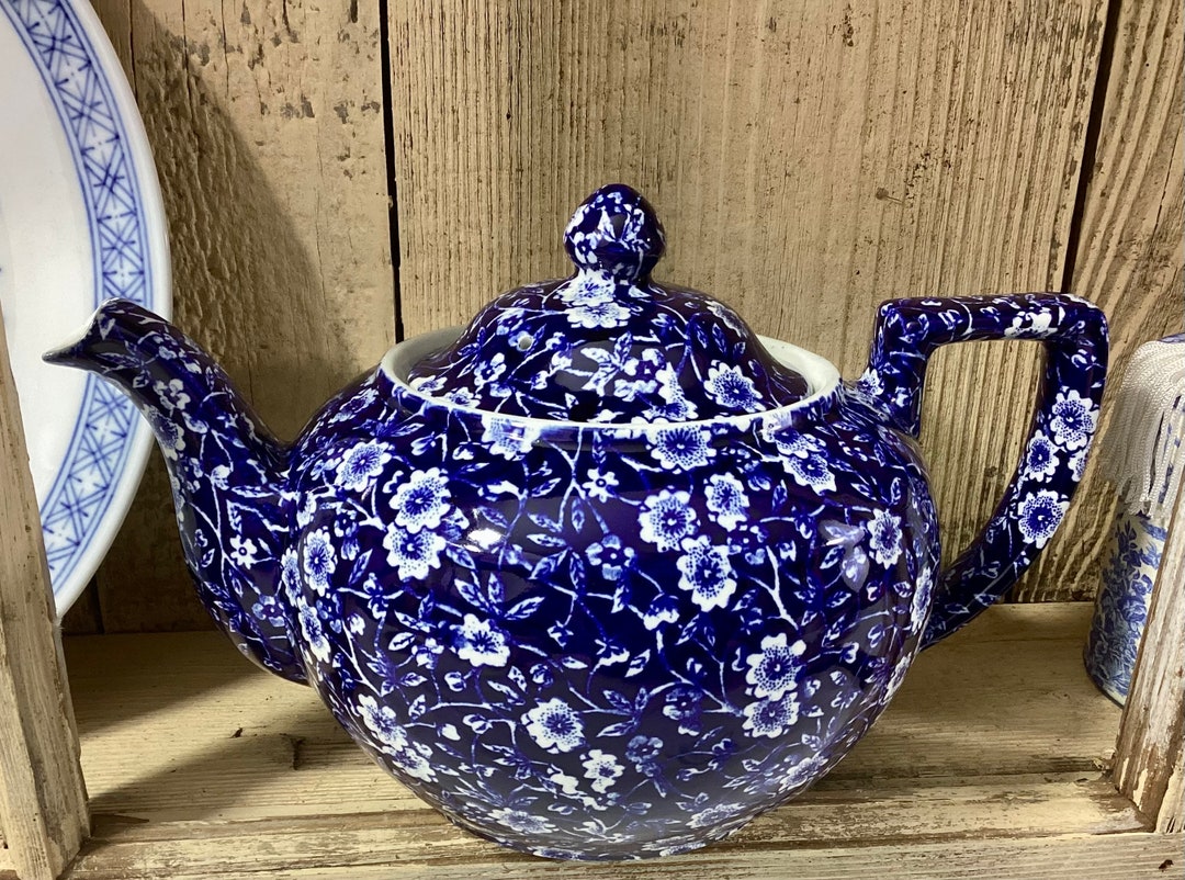 Calico by Burleigh Teapot Fine Staffordshire Teapot in the Famed Blue ...