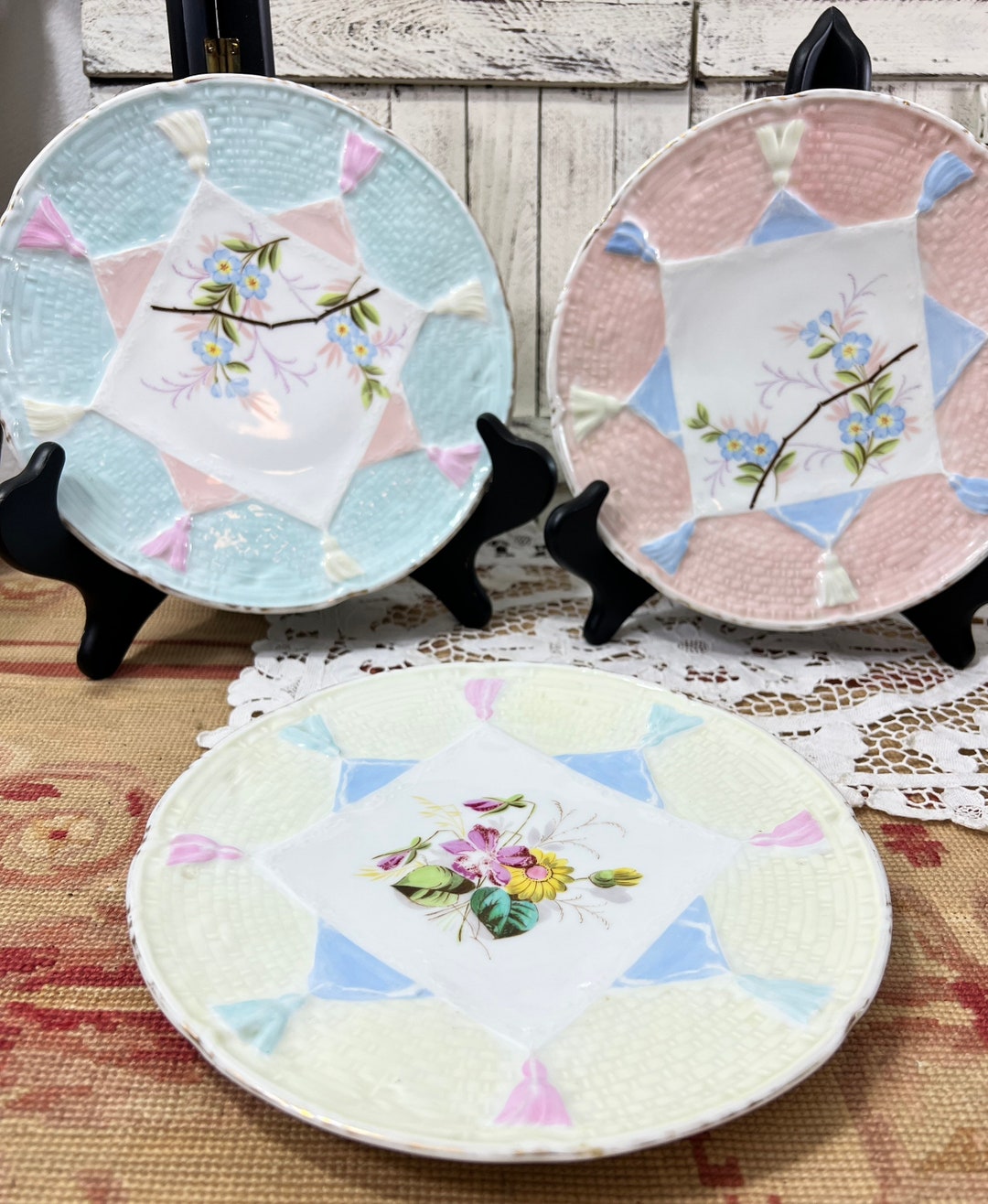 Victorian Luncheon Plates, Desert Plates, Napkin Plates With Basket ...