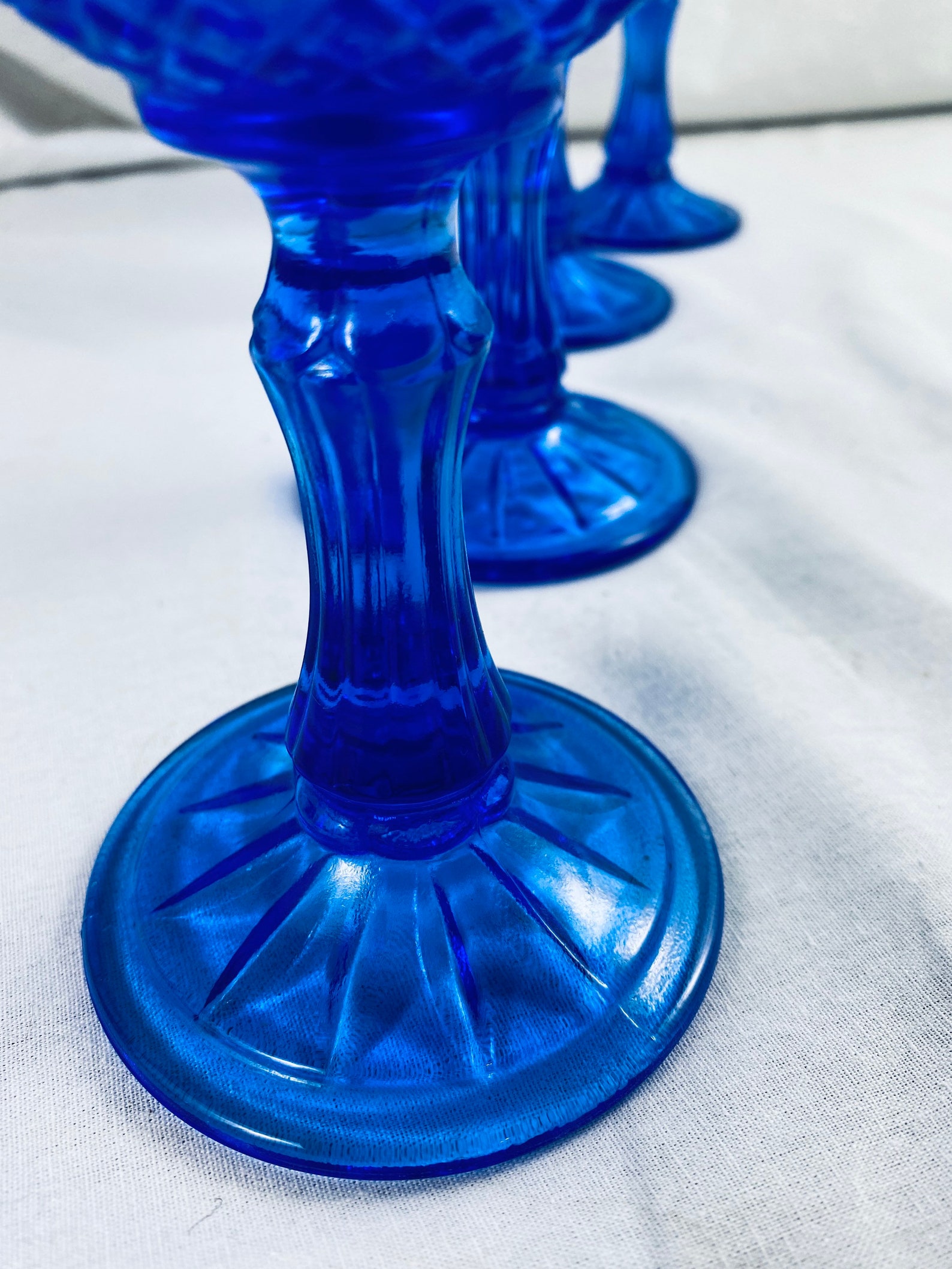 Avon Fostoria Cobalt Blue Glass Goblets water or wine goblet | Etsy