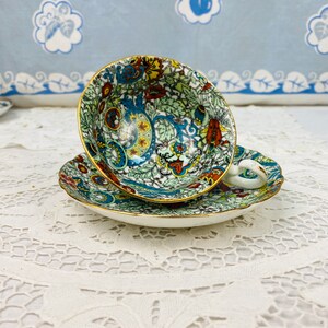 Radford Paisley Bone China Teacup and Saucer, Vintage Paisley Chintz ...
