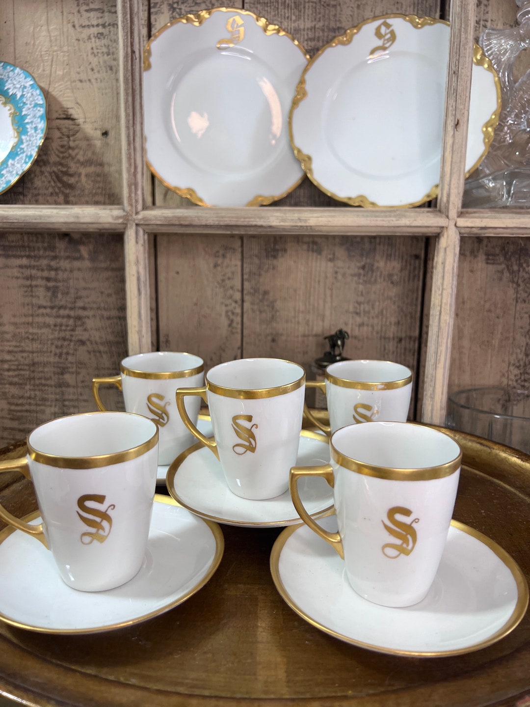 France Limoges Demitasse Cups and Saucers, WM Guerin (5) Sets of ...