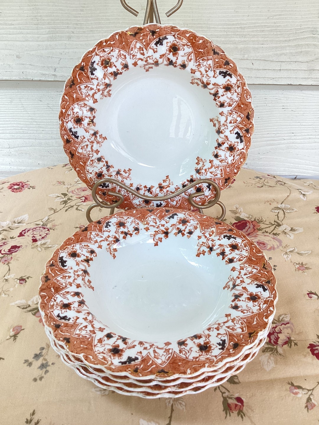 English Bone China by Radfords , Set of 3 Imari Rimmed Soup Bowls ...