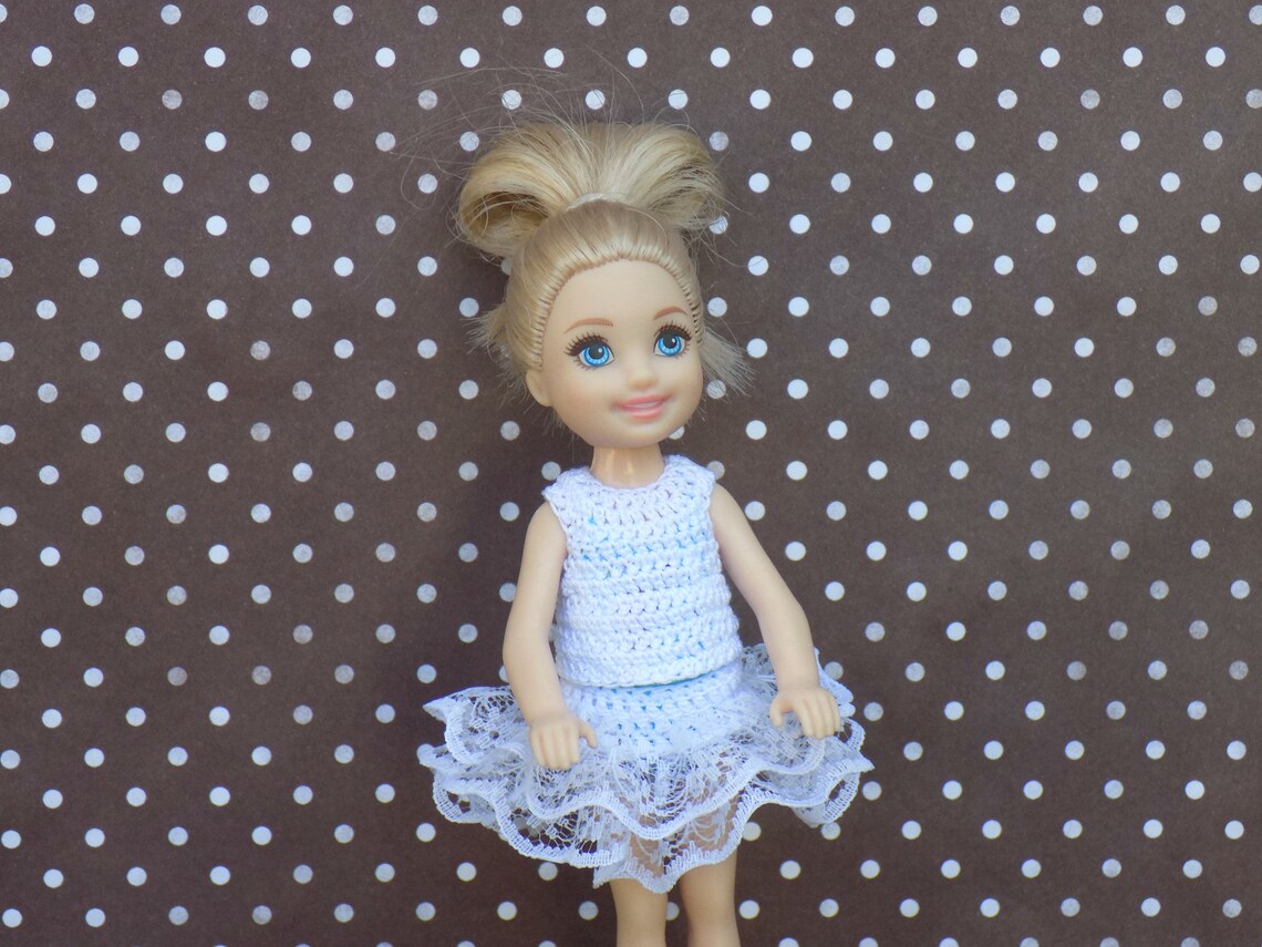 Barbie Chelsea doll clothes top and lace skirt. Crochet | Etsy