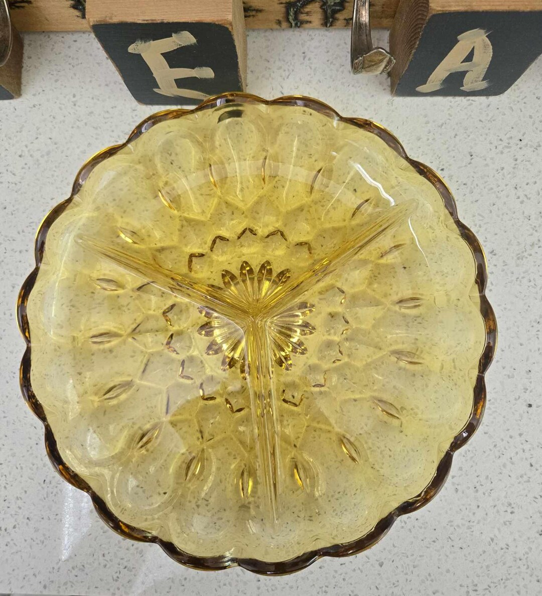 Amber Divided Cut Glass Dish Relish Tray Fall Plate - Etsy